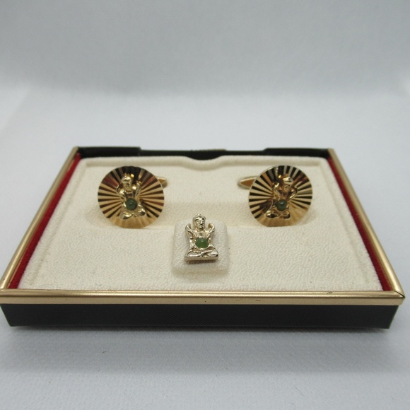 SWANK | Accessories | Vintage Swank Buddha Jade Cuff Links And Tie Pin ...